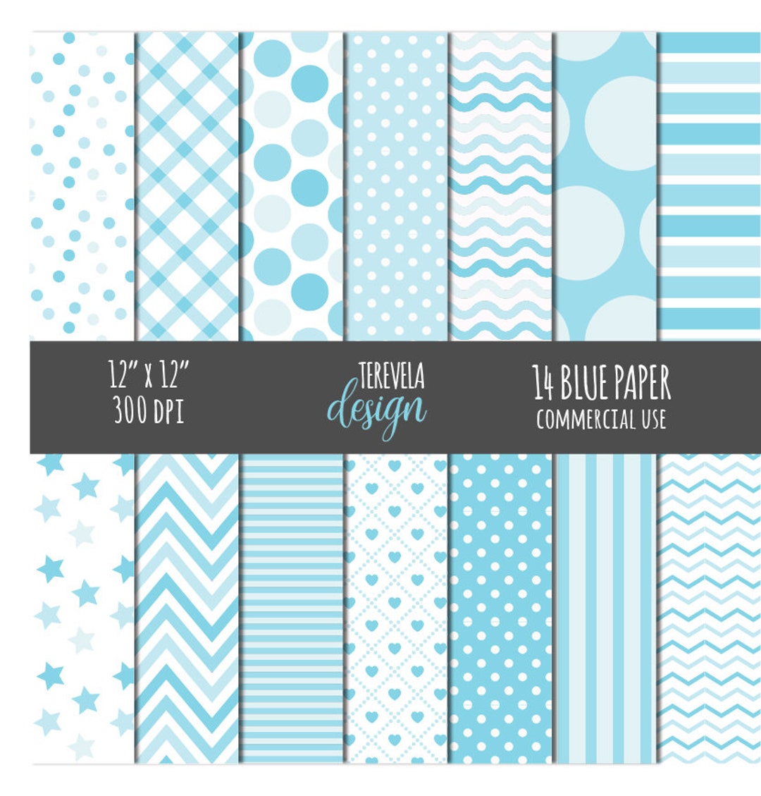 BLUE Digital Paper, Commercial Use, Blue Paper Pack, Blue Stripes Paper ...