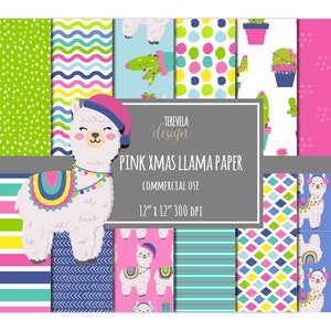CHRISTMAS Paper, LLAMA CHRISTMAS Paper, Pink Llama, Commercial Use ...