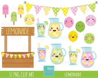 LEMONADE Clipart Summer Clipart Commercial Use Lemon Cute | Etsy