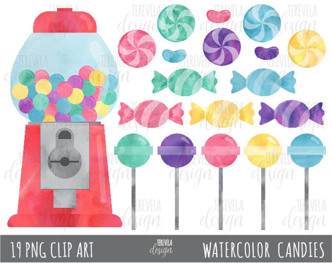 WATERCOLOR CANDY Clipart, Bubble Gum Clipart, Candies Clipart ...