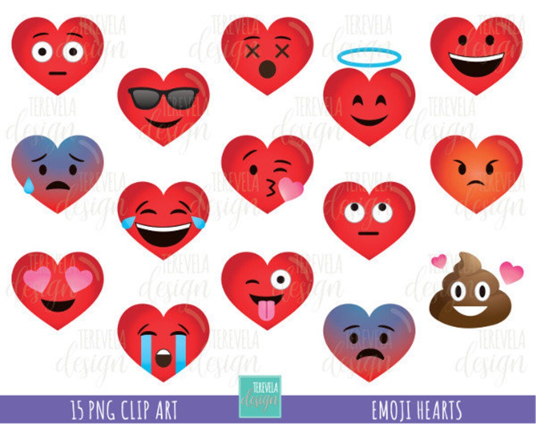Hearts Clipart, Emoji Clipart, Emoji Herats Clipart, Commercial Use ...