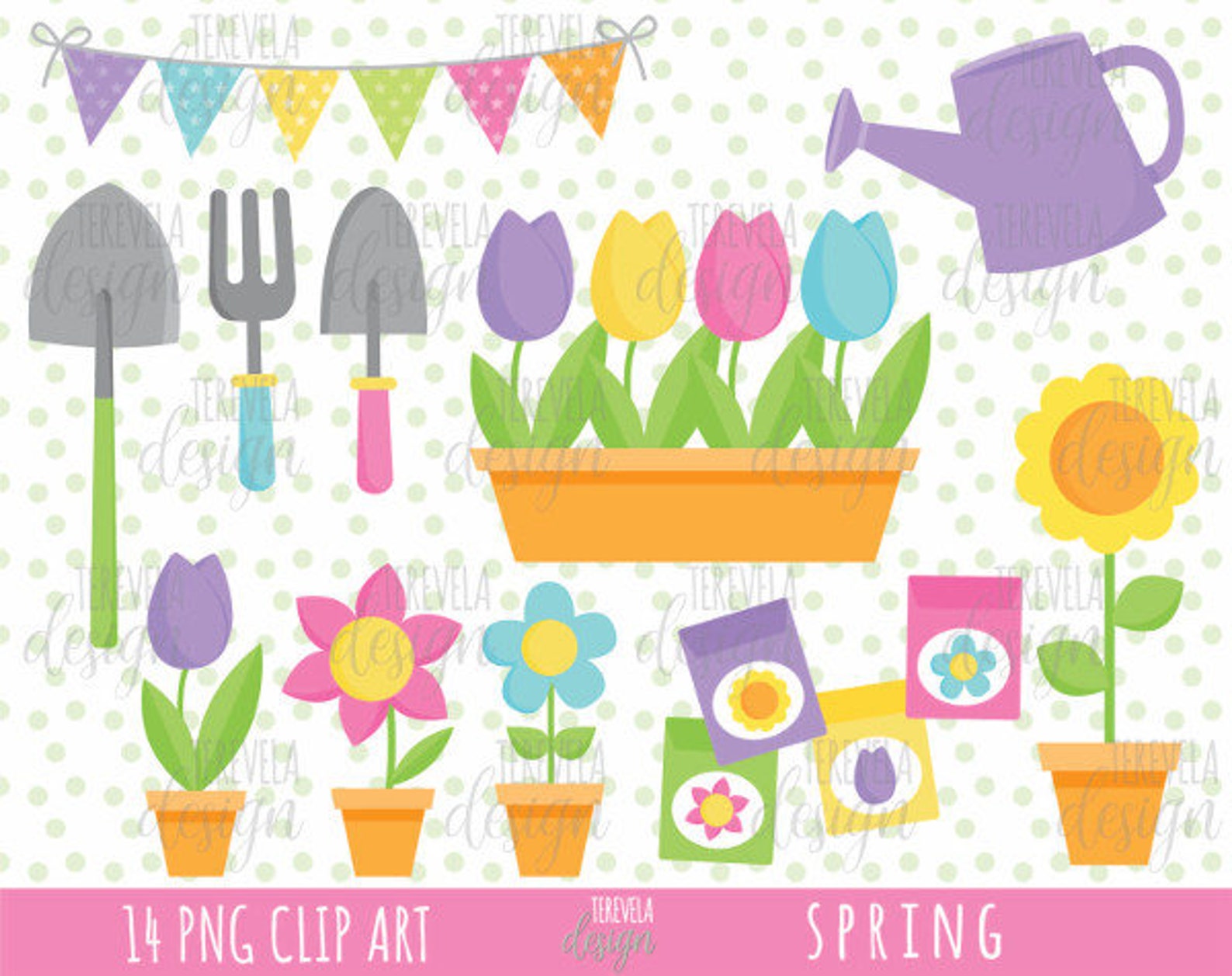 SPRING Clipart Flowers Clipart Garden Clipart Commercial - Etsy