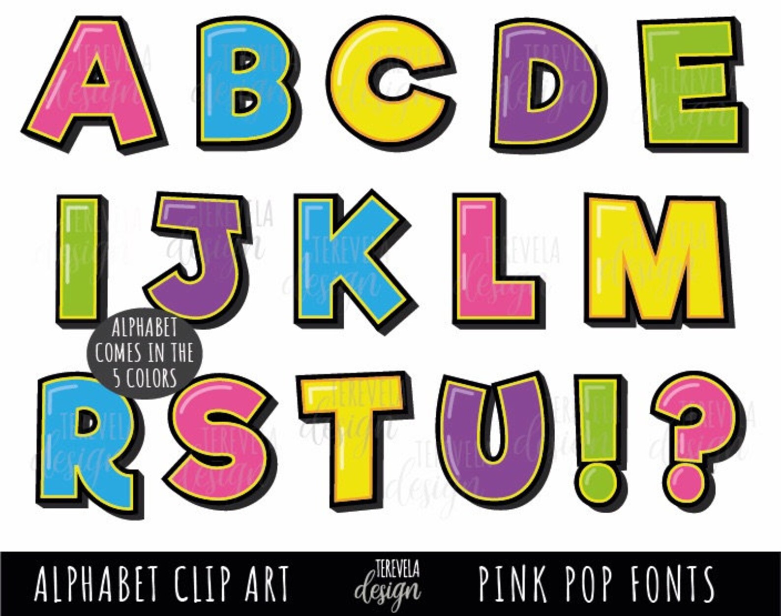 POP Fonts Clipart Comic Alphabet PINK POP Pop Art Font - Etsy