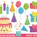 BIRTHDAY Clipart, Party Clipart, Commercial Use, Kawaii Clipart ...