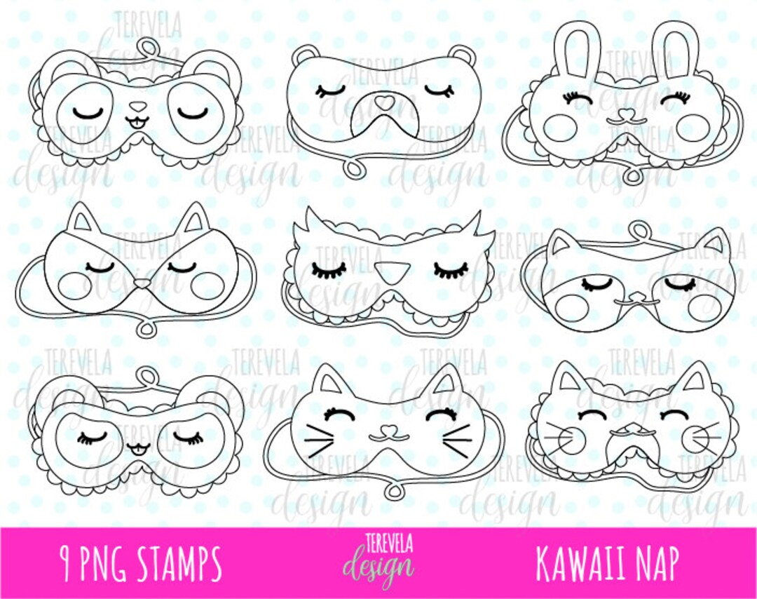 SLEEPING MASK Stamp, NAP, Commercial Use, Digital Stamp, Pajama Party ...