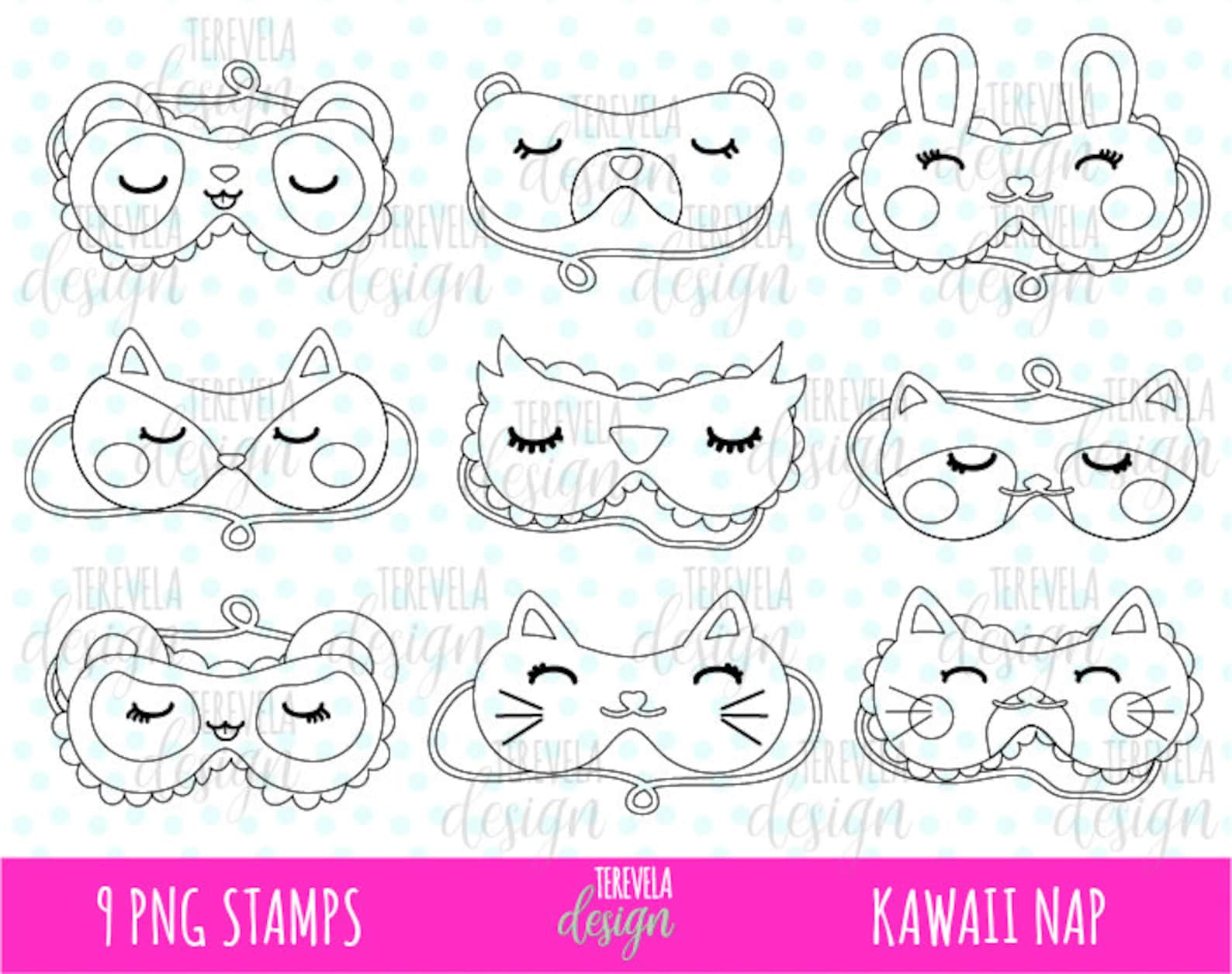 SLEEPING MASK Stamp, NAP, Commercial Use, Digital Stamp, Pajama Party ...