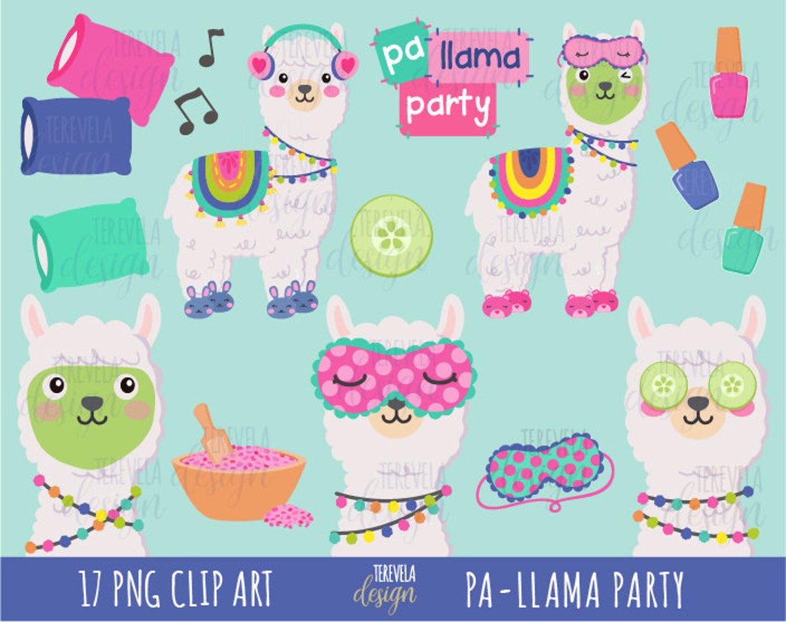 LLAMA Clipart Commercial Use Pajama Party Slumber Party - Etsy