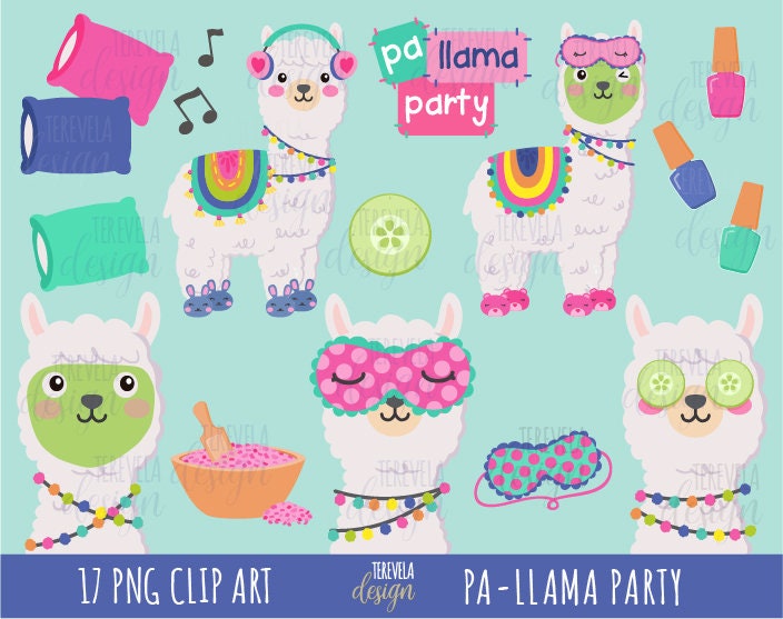 LLAMA Clipart, Commercial Use, Pajama Party, Slumber Party, Alpaca ...