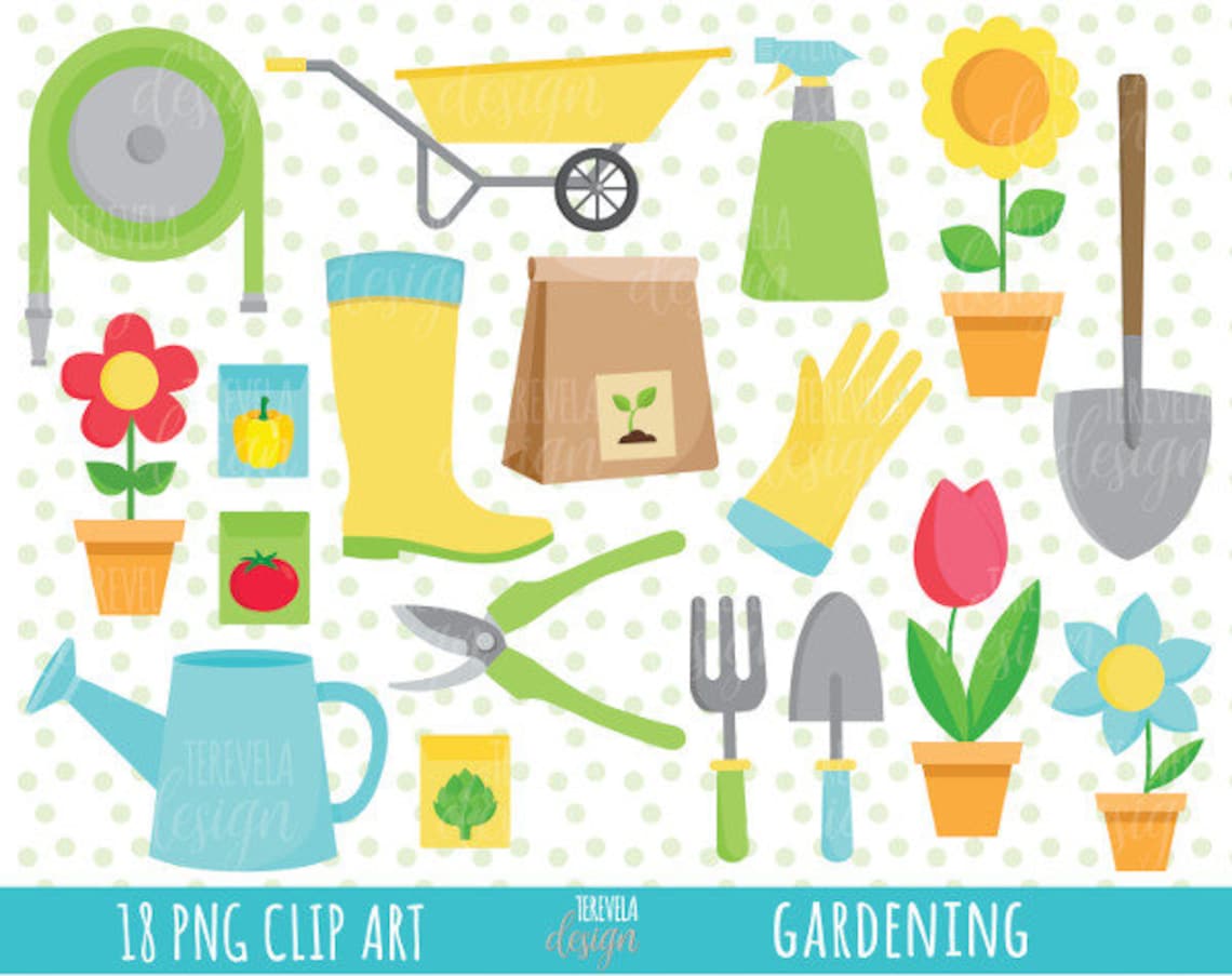 GARDEN Clipart Spring Clipart Commercial Use Gardening | Etsy