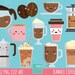 COFFEE Clipart, Commercial Use, Kawaii Clipart, Latte, Mug, Instant ...