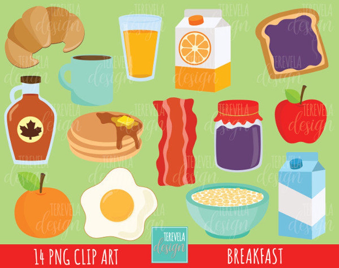 Breakfast Clipart, Food Clipart, Breakfast Graphics, Commercial Use ...
