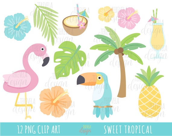 Floral Clipart Commercial Use Sublimation PNG Flamingo Clipart Tropical ...