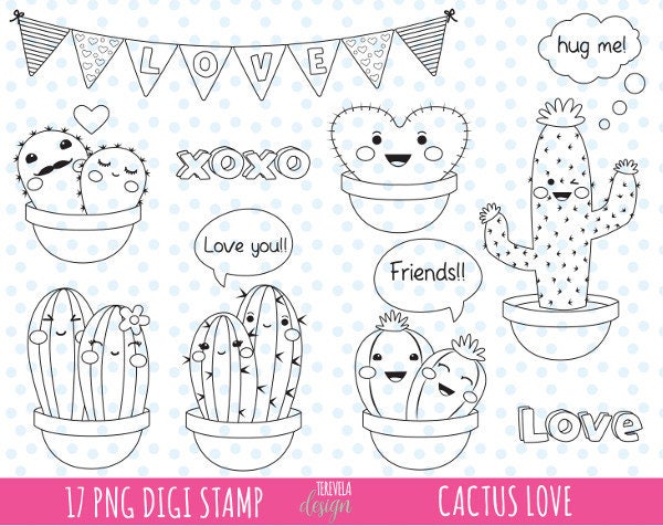 Love Clipart Love CACTUS Clipart Commercial Use Cute - Etsy