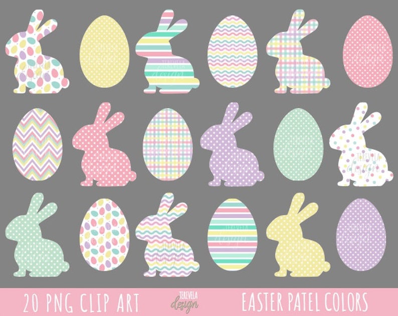 PASTEL COLOR EASTER, Easter Clipart, Easter Rabbit, Easter Eggs ...