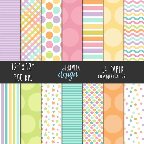 Pastel Rainbow Colors Digital Paper Pack Commercial Use - Etsy