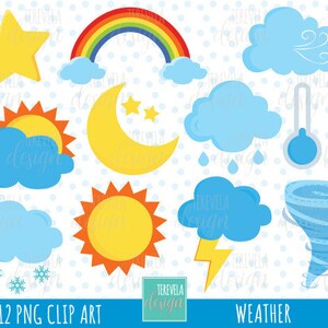 WEATHER Clipart, Weather Icons, Commercial Use, Weather Graphics, Cute ...