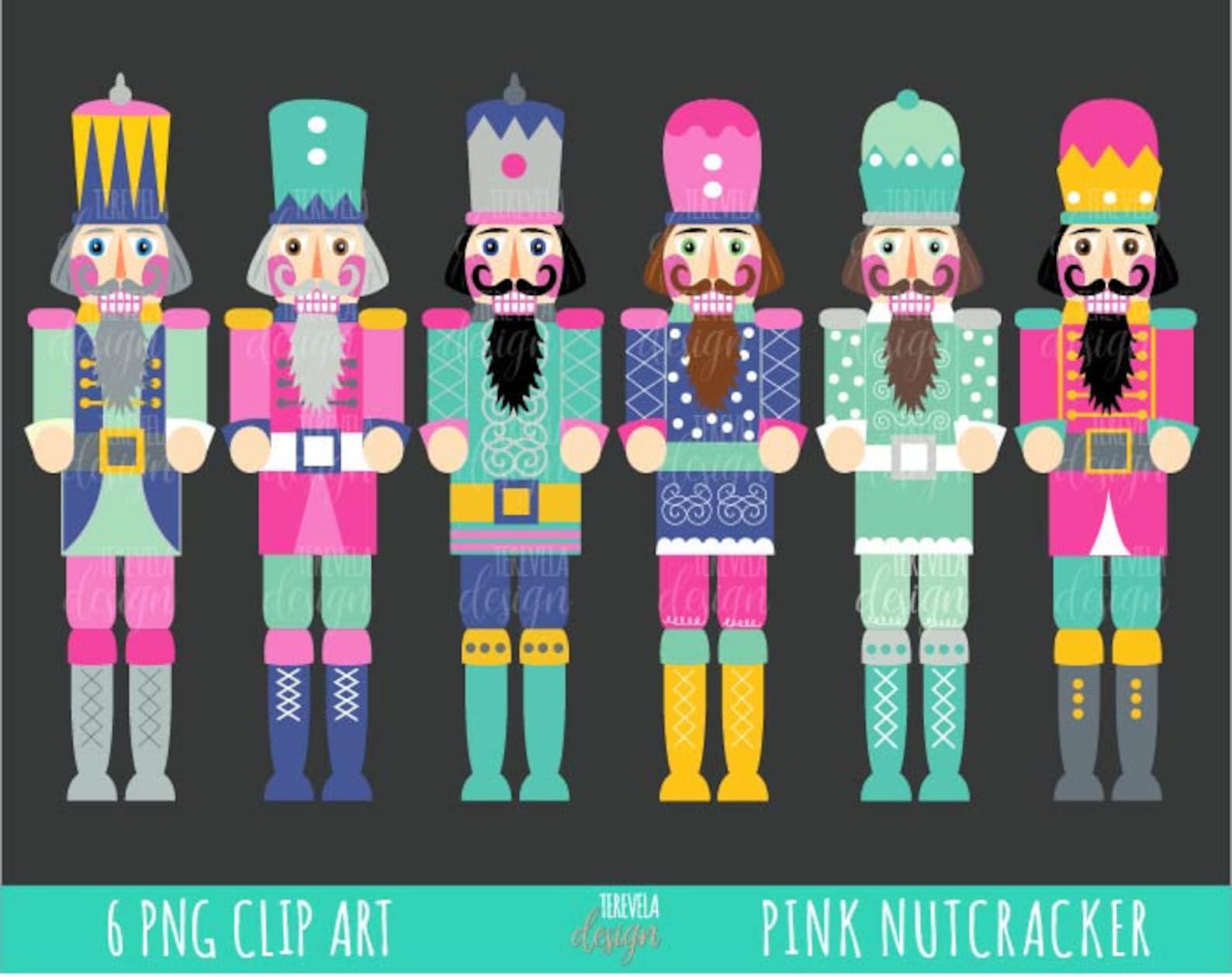 NUTCRACKER clipart christmas clipart commercial use pink | Etsy