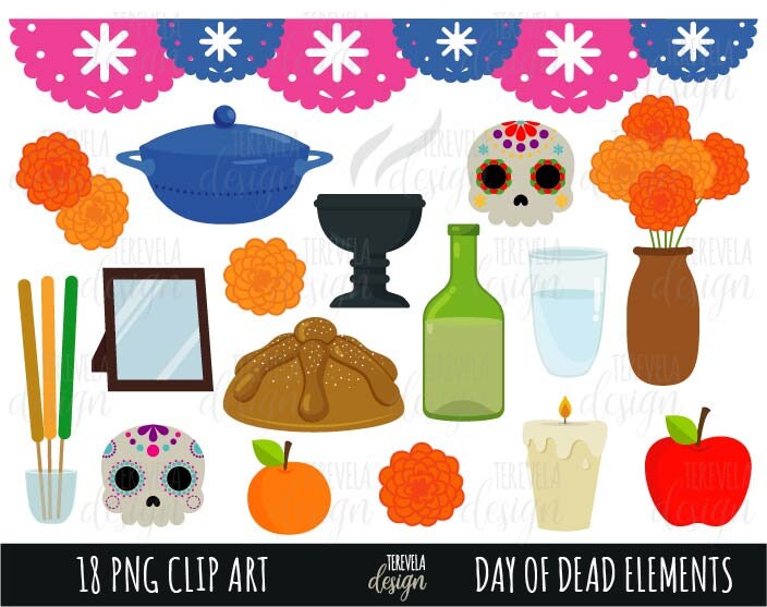 DAY OF the DEAD Clipart, Dia De Muertos Clipart, Commercial Use ...