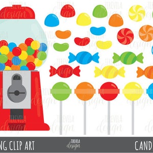 CANDY Clipart, Bubble Gum Clipart, Commercial Use, Rainbow, Candies ...