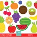 FRUIT Clipart, Commercial Use, Cute Clipart, Apple, Banana, Cherry ...