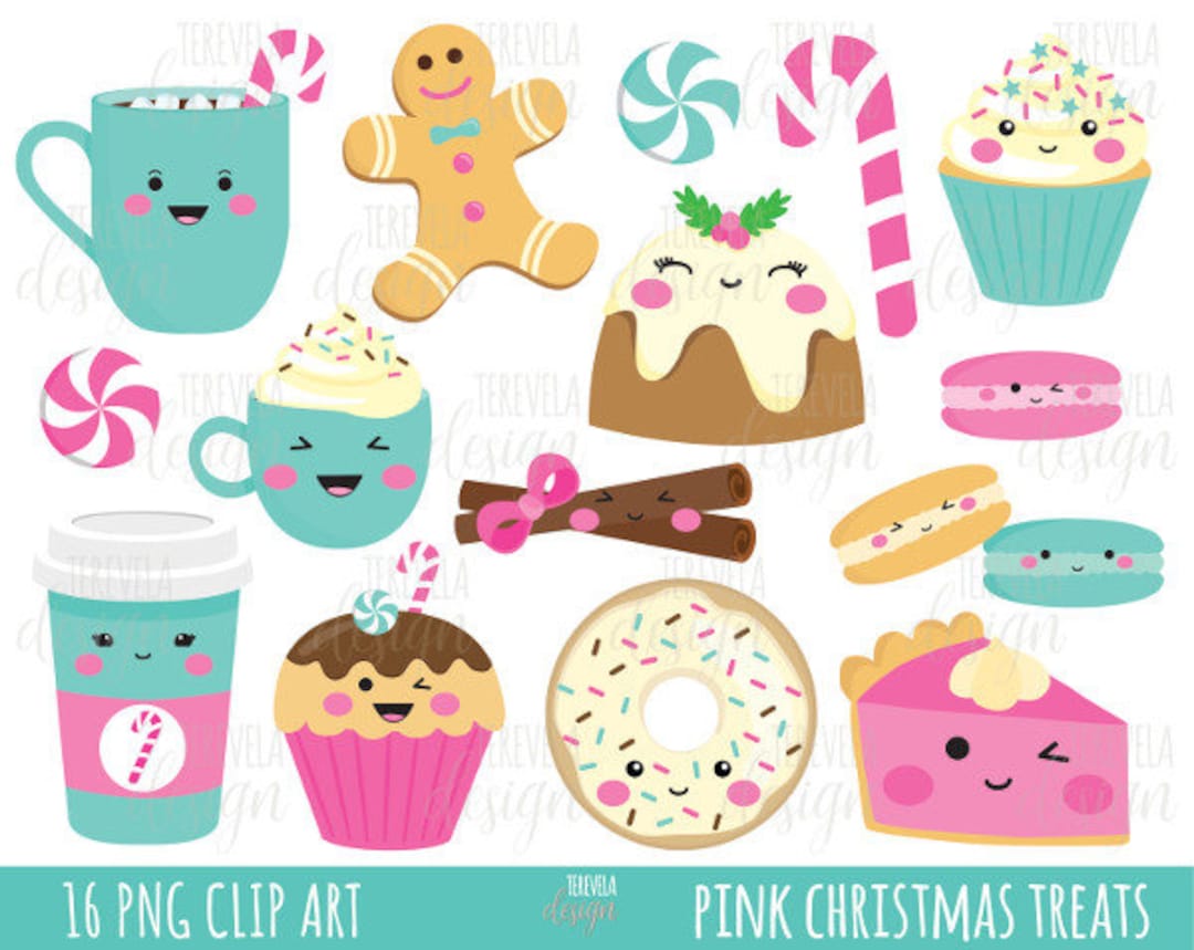 CHRISTMAS Clipart, Christmas Treats, Pink, Commercial Use, Christmas ...