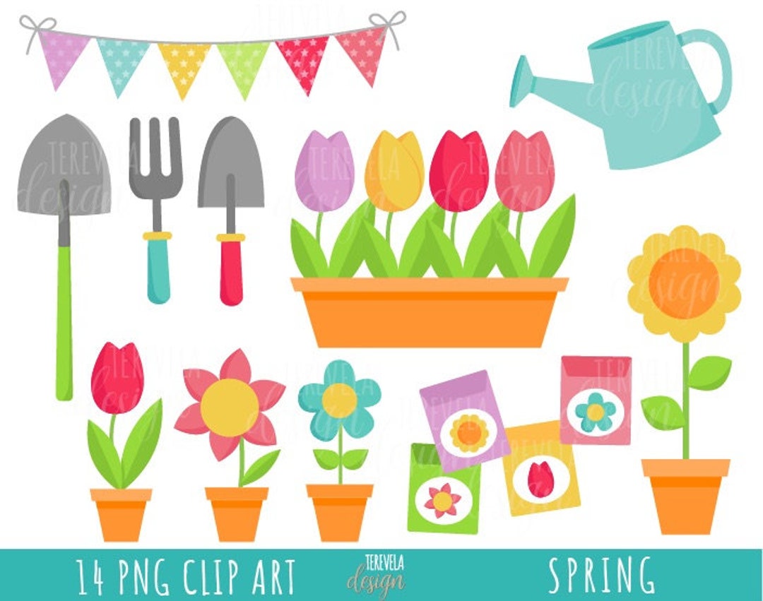 SPRING Clipart, Flowers Clipart, Commercial Use, Garden Clipart ...