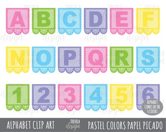 Papel Picado Alphabet Commercial Use Clipart Lettersnumbers - Etsy