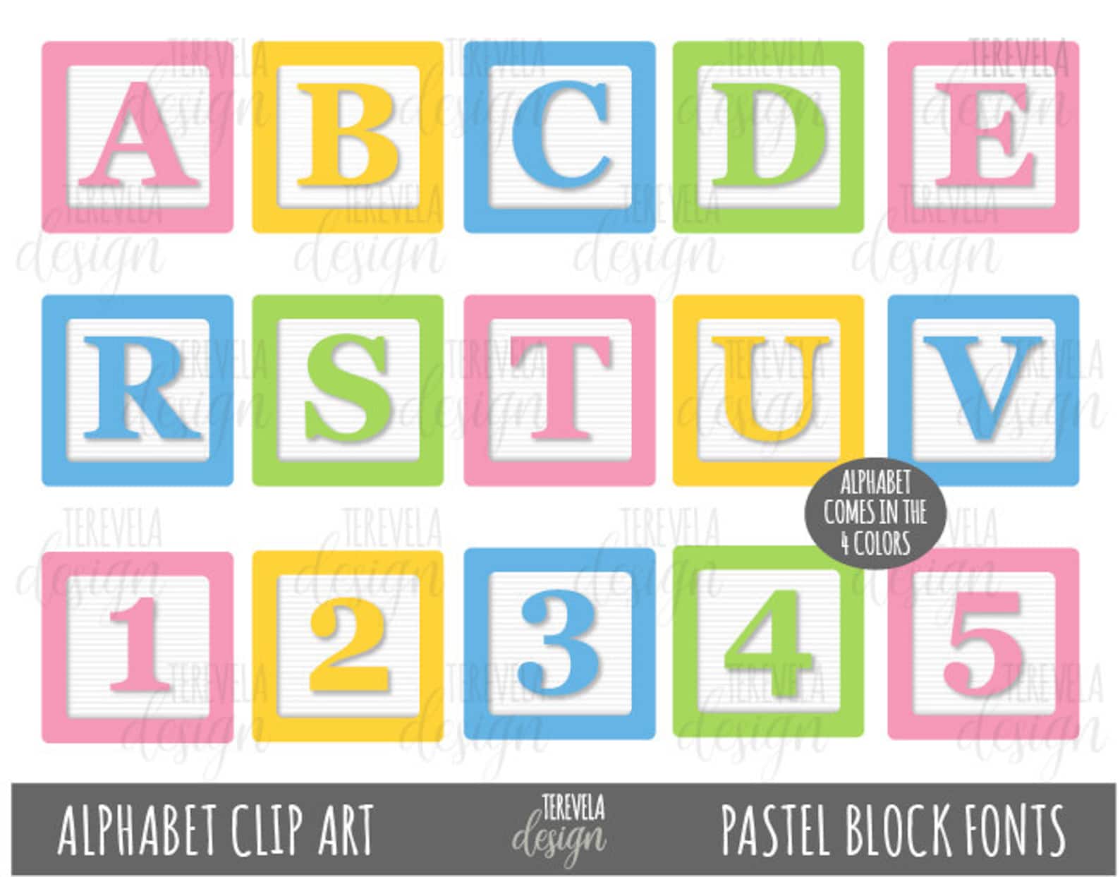 PASTEL BLOCKS FONTS Clipart Alphabet Clip Art Kids Blocks - Etsy