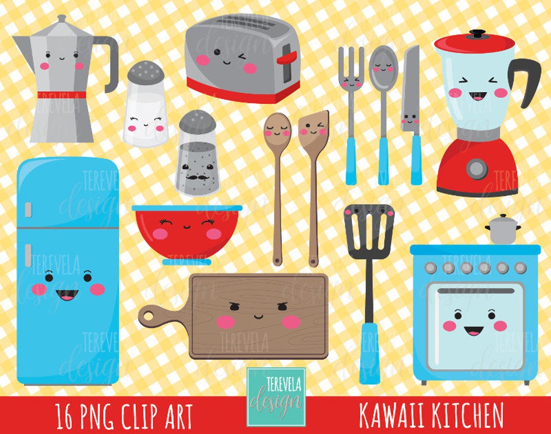 KITCHEN Clipart, Kitchen Tools Clipart, Commercial Use, Kawaii Clipart ...