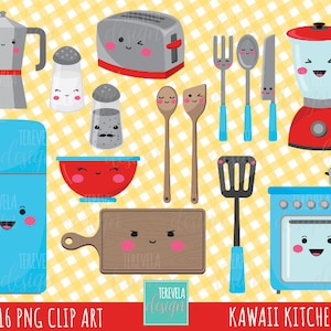 KITCHEN Clipart, Kitchen Tools Clipart, Commercial Use, Kawaii Clipart ...