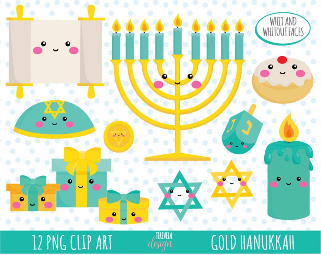 HANUKKAH Clipart, Gold Hannukah, Commercial Use, Hannukah Graphics ...