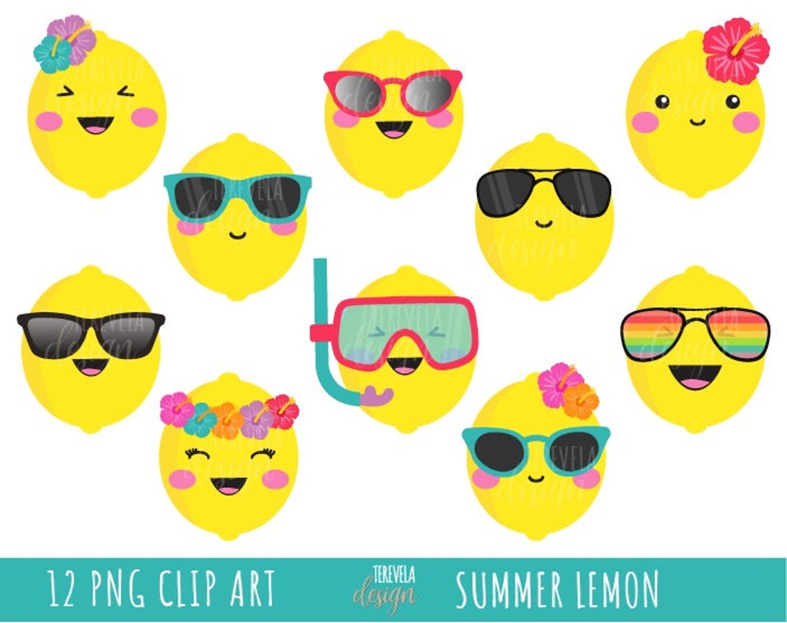 Kawaii FRUIT Clipart Cute Lemon Commercial Use Kawaii | Etsy