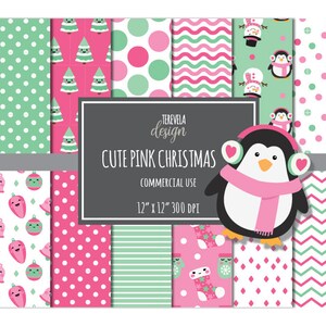 PINK CHRISTMAS Paper Commercial Use Paper Pack Cute - Etsy