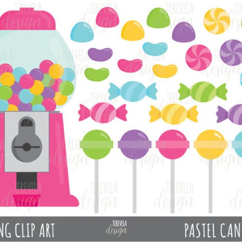 CANDY Clipart Bubble Gum Clipart Pink Candies Clipart - Etsy