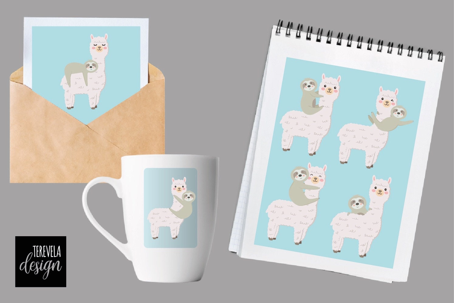 FRIENDS, Sloth Clipart, Llamas Clipart, Llama and Sloth, Commercial Use ...