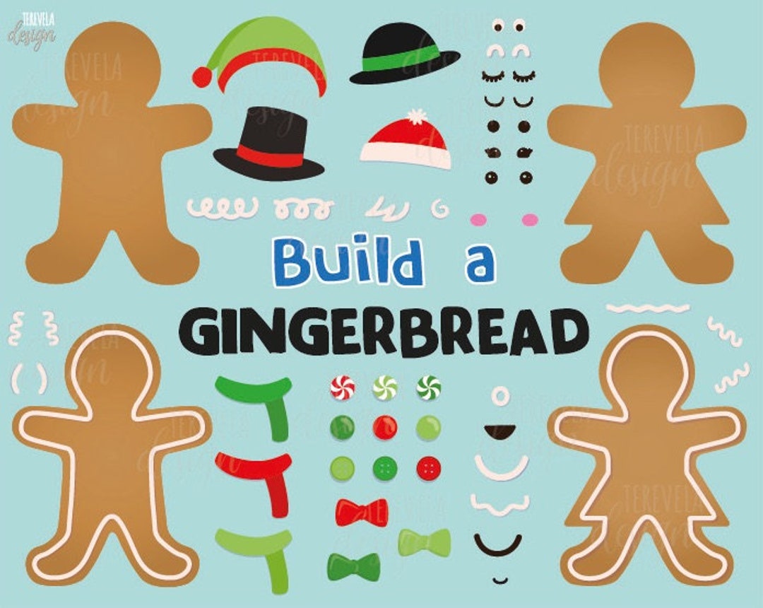 GINGERBREAD CLIPART, Build a Gingerbread Clipart , Christmas Clipart ...