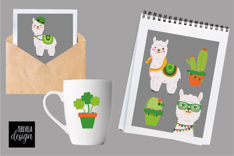 ST PATRICK'S Day Llama Clipart Commercial Use Llama St | Etsy
