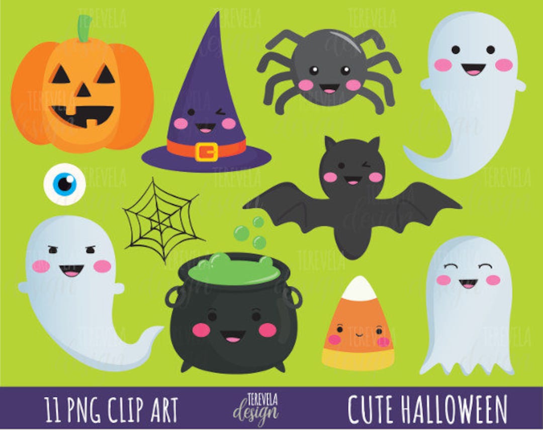 HALLOWEEN Clipart, Cute Halloween Clipart, Kawaii Halloween Clipart ...