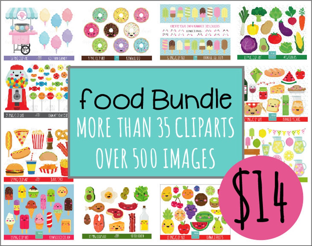 FOOD BUNDLE Clipart, Mega Sale, Cute Graphics, Kawaii Clipart, SALE ...