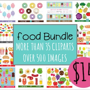 FOOD BUNDLE Clipart, Mega Sale, Cute Graphics, Kawaii Clipart, SALE ...
