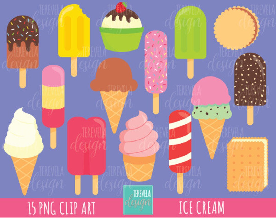 ICE CREAM Clipart, Ice Cream Graphics, Commercial Use, Ice Lolly ...