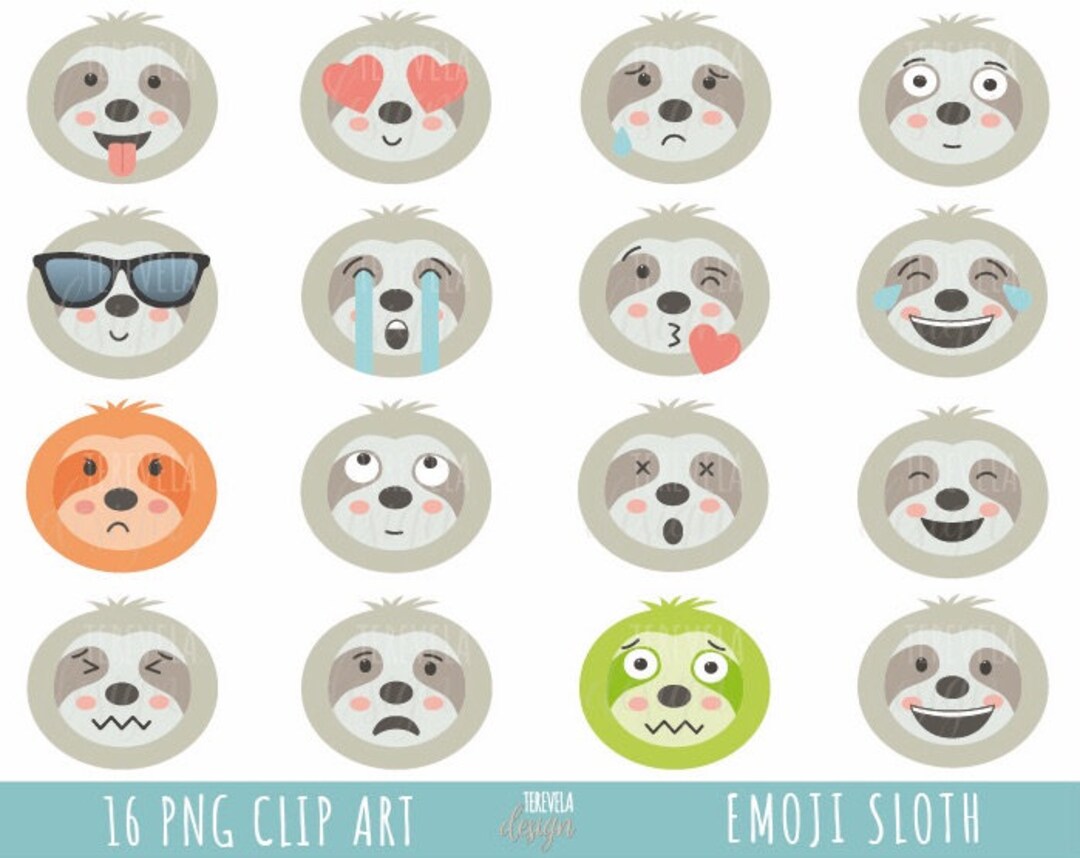 Emoji Sloth Clipart, Sloth, Emoticons Clipart, Commercial Use, Instant ...