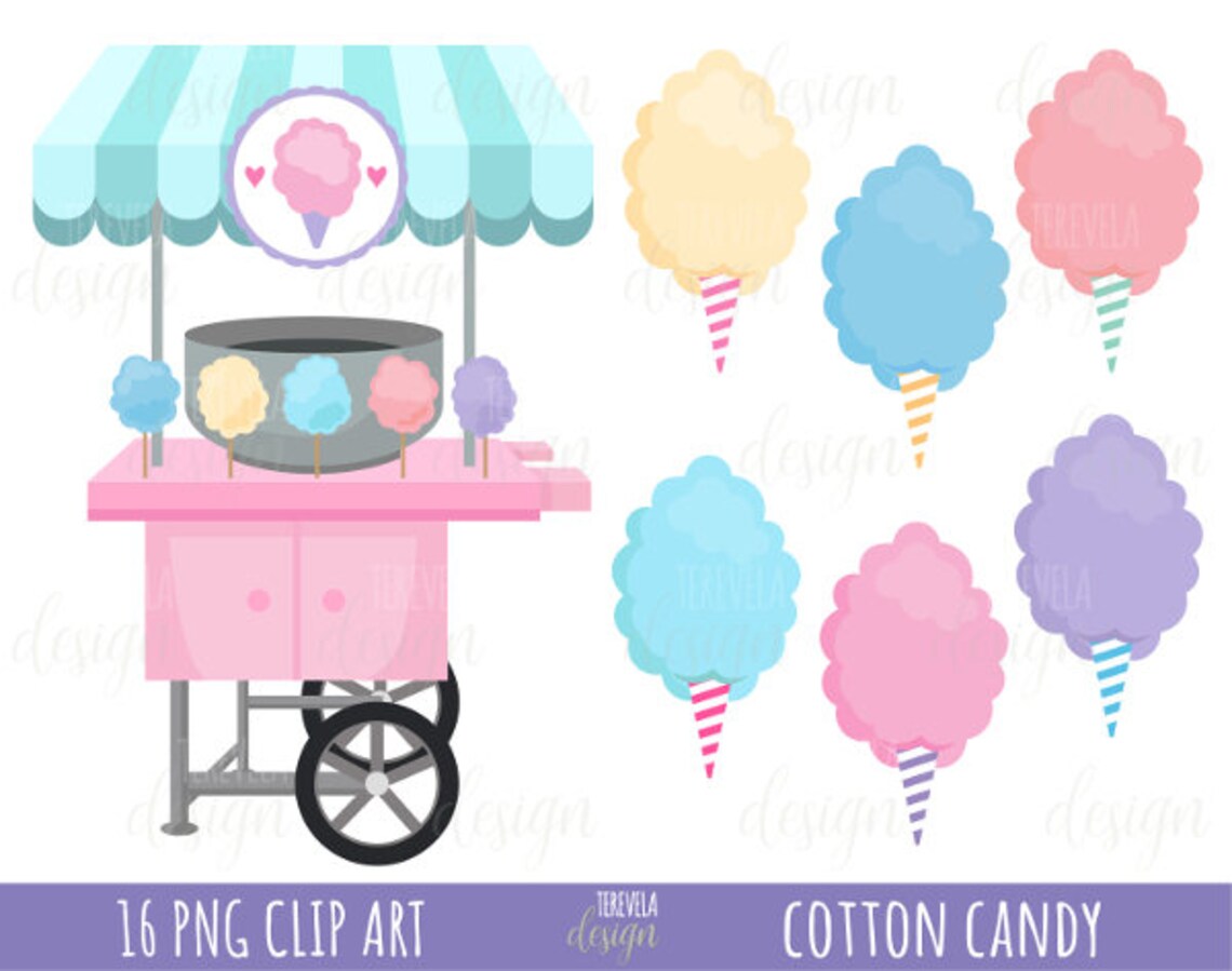 Cotton Candy Clipart Cotton Candy Printable Commercial Use - Etsy