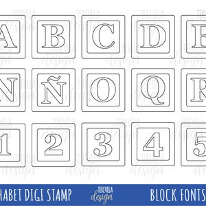 BLOCKS FONTS Digi Stamps Alphabet Digital Stamp Kids Blocks | Etsy