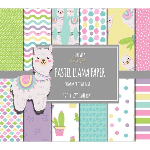 Llama Digital Paper Pack Cactus Scrapbook Pages Alpaca - Etsy