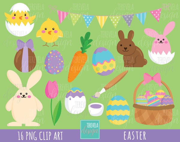 EASTER Clipart, Spring Clipart, Easter Rabbit Clipart, Easter Egg ...