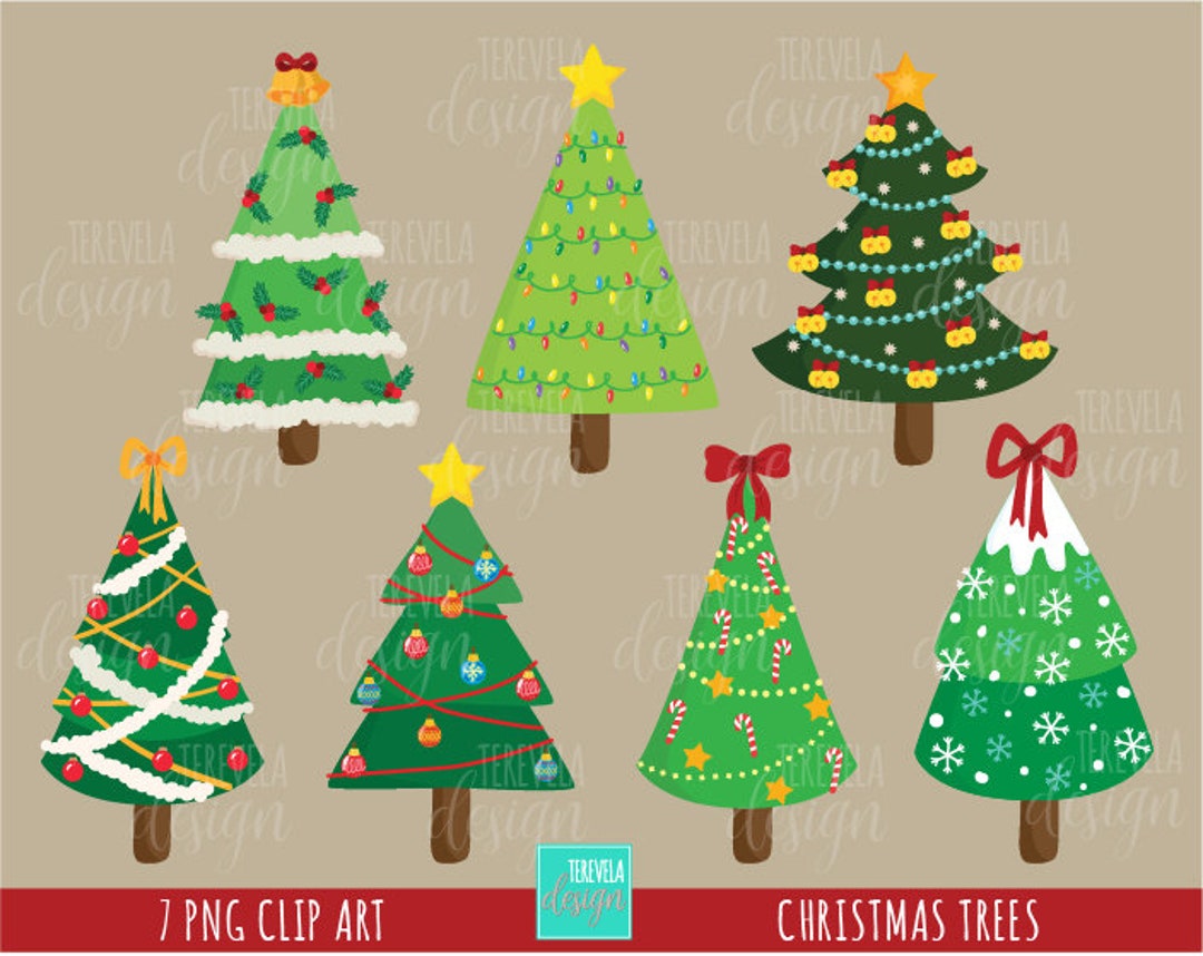 CHRISTMAS TREES Clipart, Christmas Clipart, Commercial Use, Christmas ...