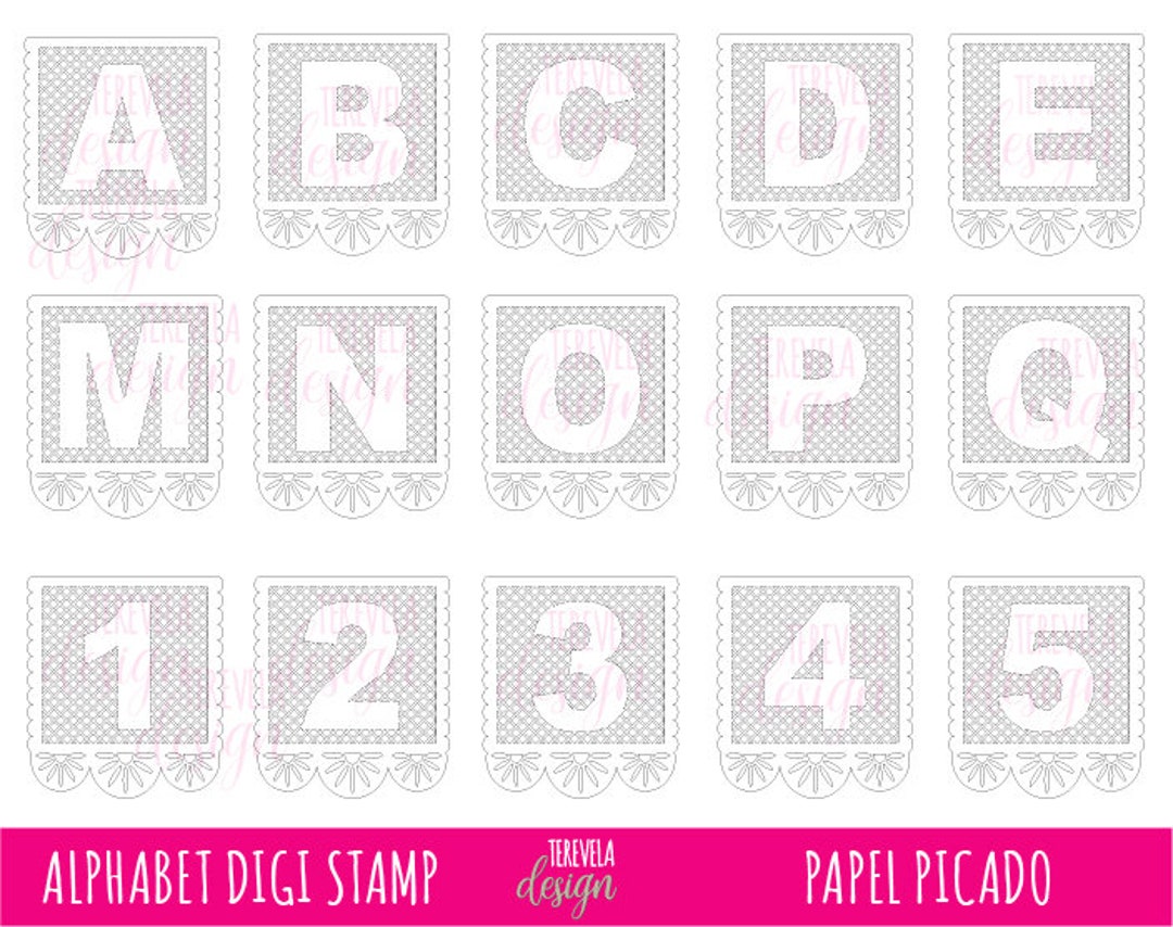PAPEL PICADO Digi Stamps, Alphabet Digital Stamp, Cinco De Mayo ...