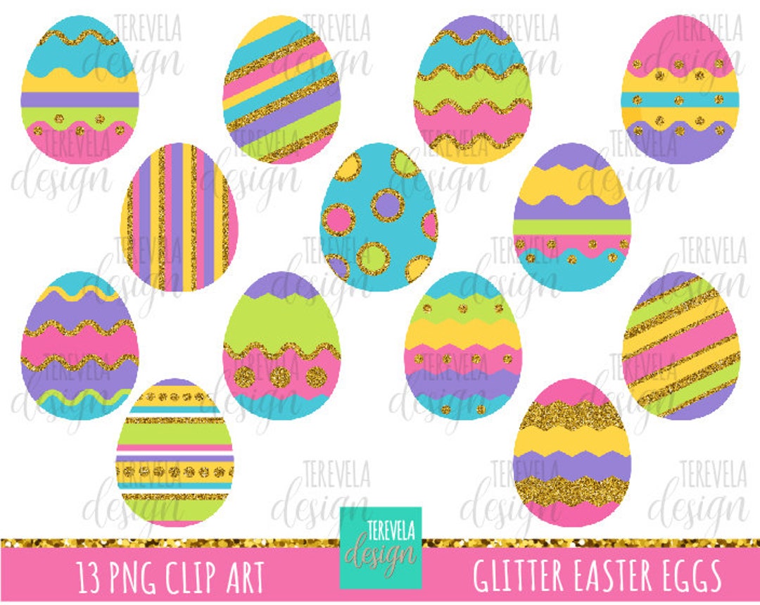 EASTER Clipart, Easter Eggs Clipart, Glitter Clipart, Commercial Use ...