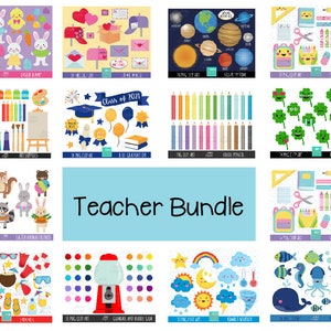 TEACHERS BUNDLE Clipart, Mega Sale, Cute Graphics, Kawaii Clipart, SALE ...